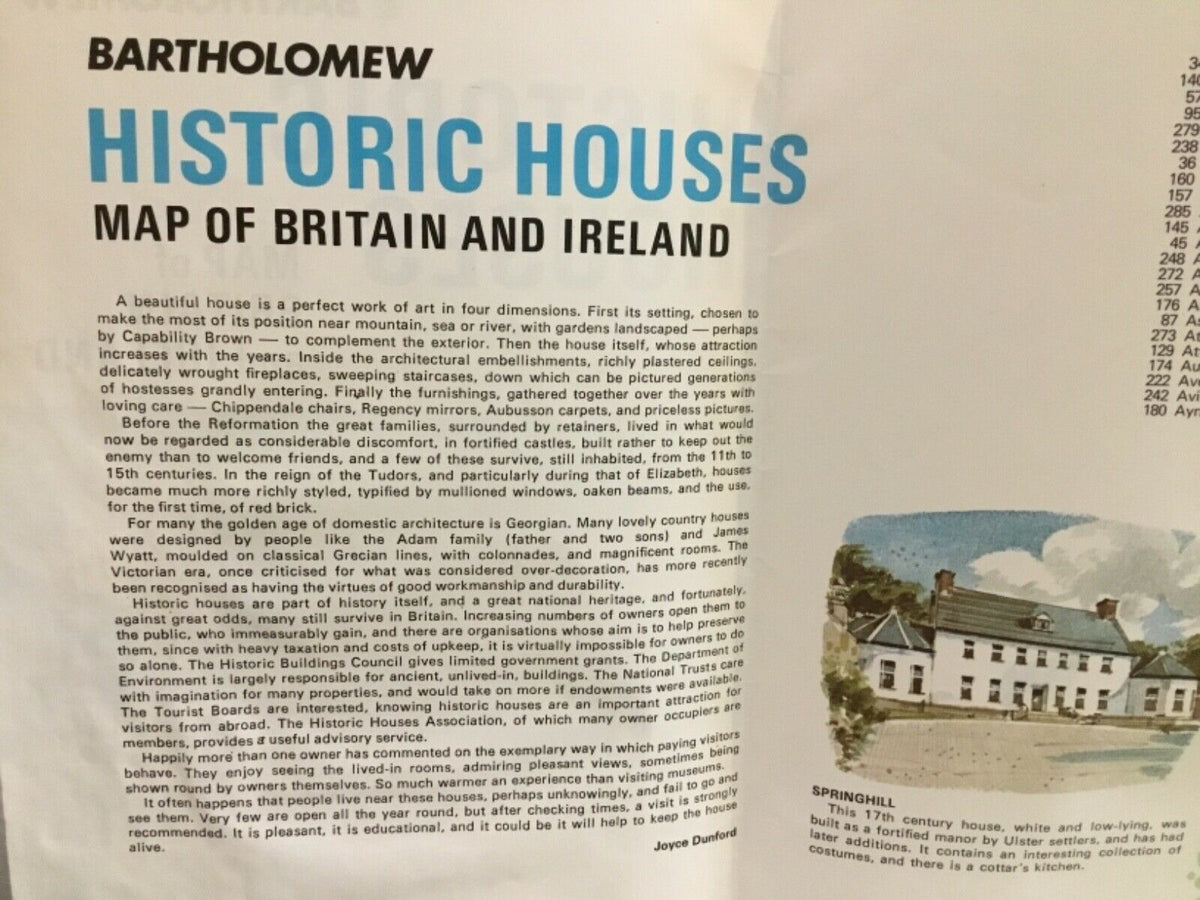 1982, Historic Houses Map of Britain and Ireland by Bartholomew – The ...